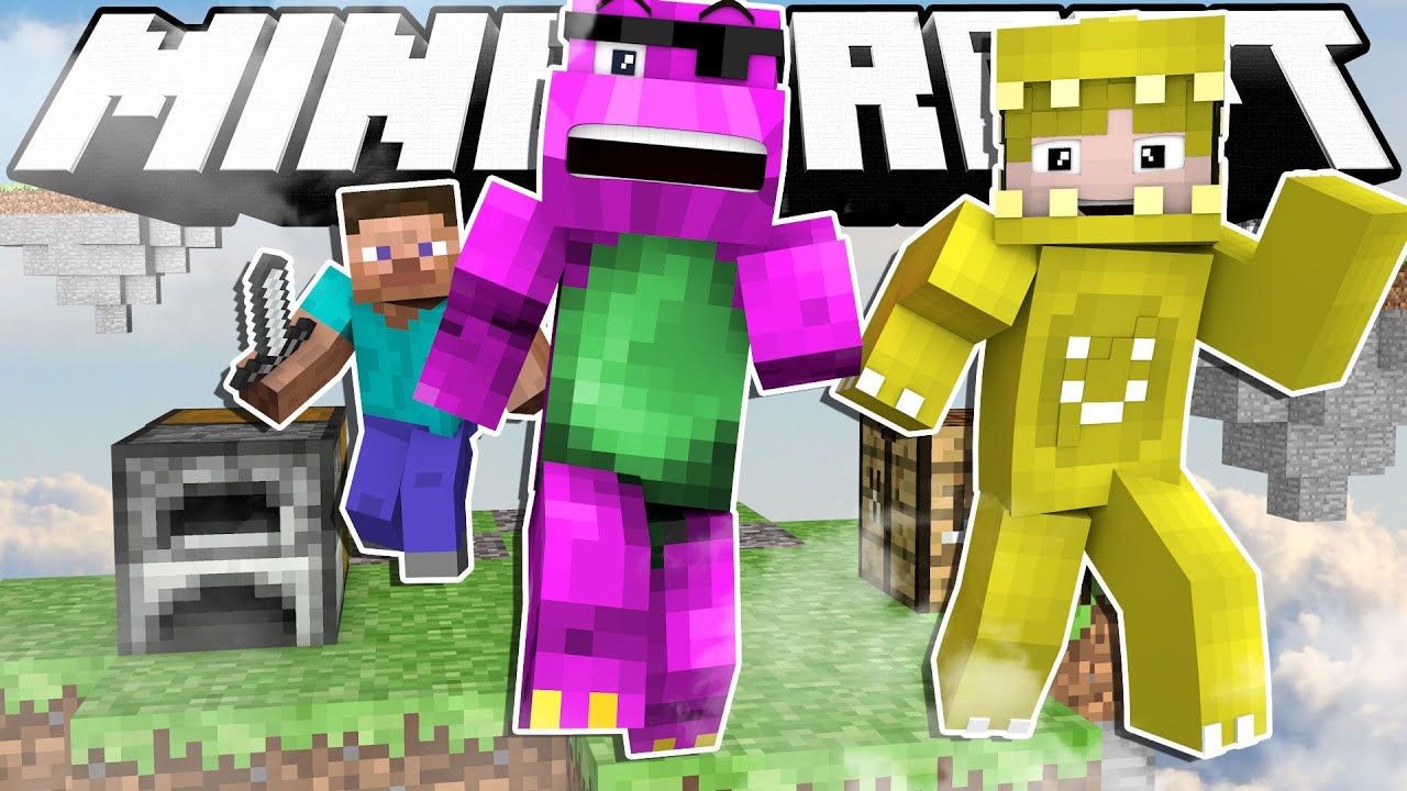 BARNEY AND YELLOW TEAM UP! | Minecraft Skywars - YouTube
