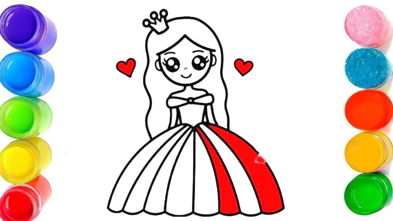 How to draw a cute princess | Easy princess drawing for kids - YouTube