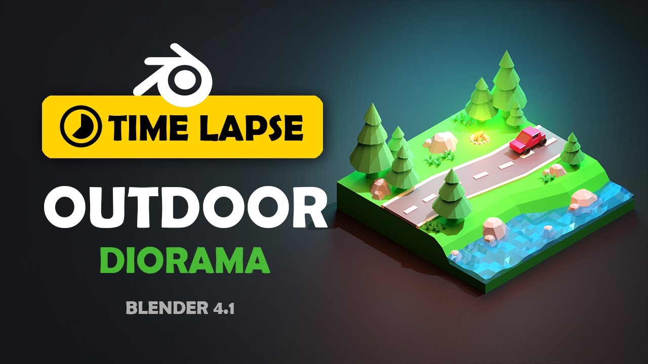 Low Poly Diorama Outdoor Scene - Blender 4.1 Timelapse - YouTube