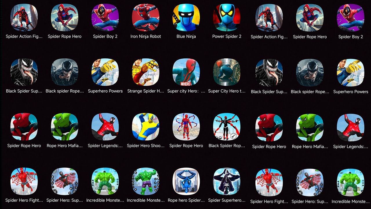 Spider Action Fighting, Spider Rope Hero, Spider Boy 2, Iron Ninja ...