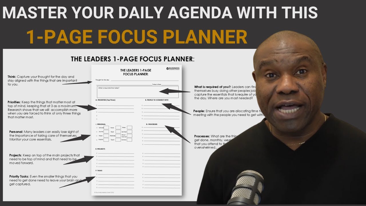 Master Your Daily Agenda with the Leader's 1 Page Focus Planner - YouTube