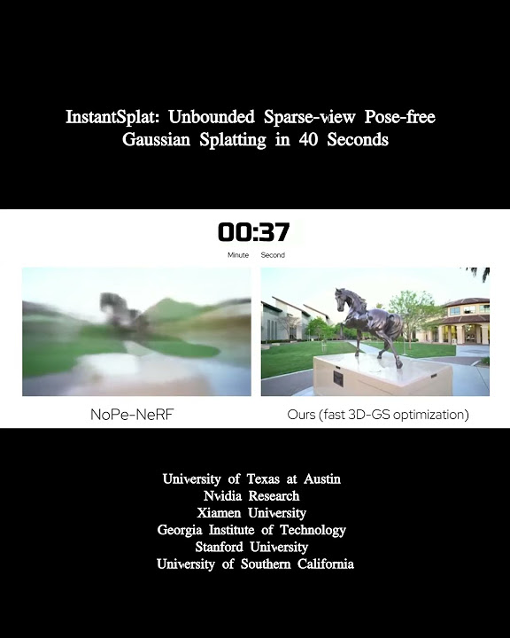 InstantSplat | Unbounded Sparse-view Pose-free Gaussian Splatting in 40 Seconds | UTA | NVIDIA ...