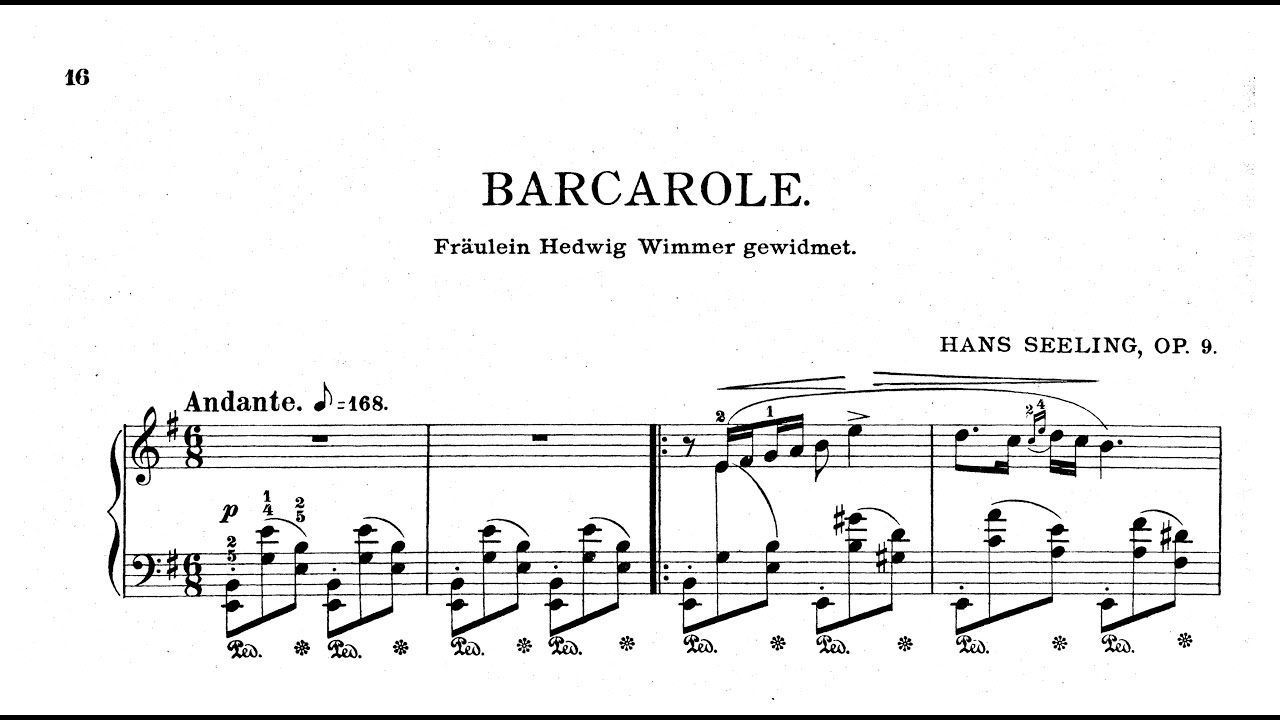 Hans Seeling: Barcarolle, Op.9 - YouTube