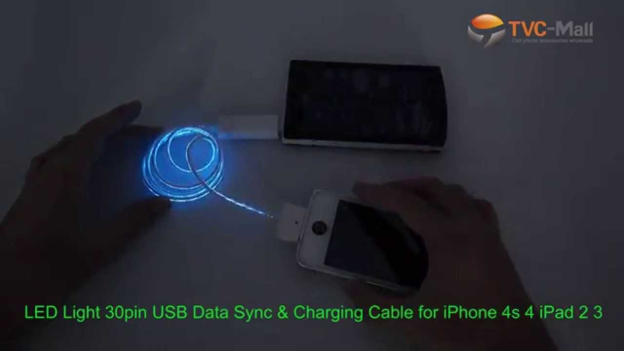 Illumilated LED USB Data Sync & Charging Cable, 30-pin / Lightning ...