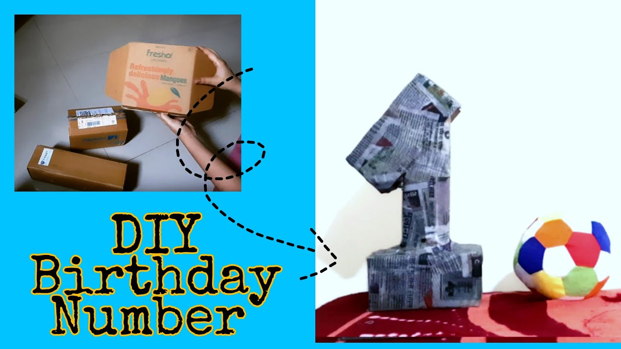 How to make DIY 3D number with cardboard for birthday||First birthday ...