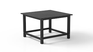 Kids Outdoor Patio Furniture HDPE 30" Wide Square Dining Table Assembly Guide