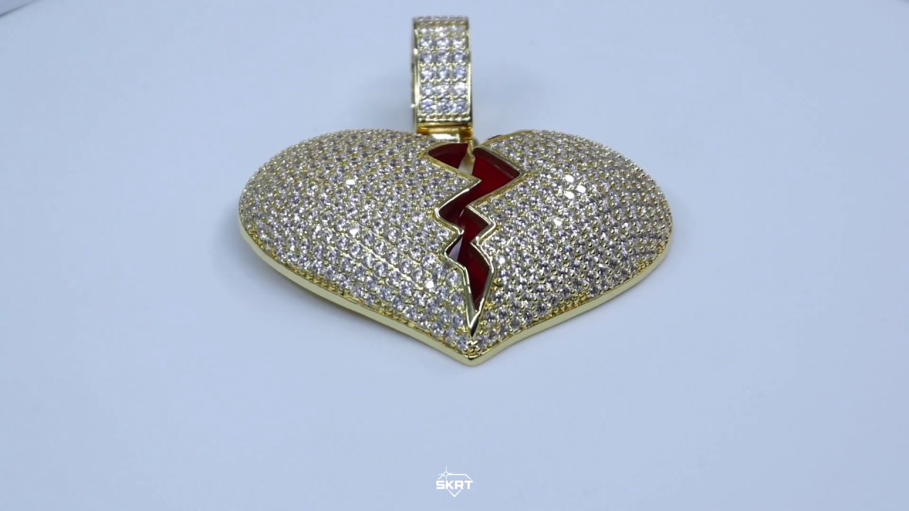 Yellow Gold Heart Pendant - Iced Out Jewelry - SKRT ® - YouTube