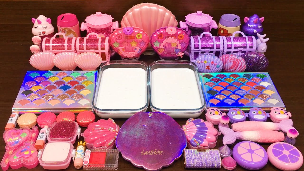 PINK vs PURPLE! Mixing Random Things into GLOSSY Slime ! Satisfying ...
