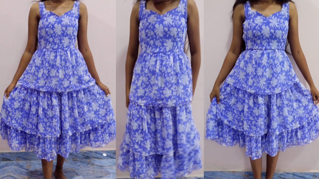 Frills frock stitching.Easy method of stitching || ఫ్రిల్స్ ఫ్రాక్ ...