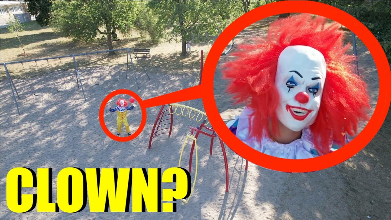 Drone catches scary clown at this playground (HE WAS SO MAD!!) - YouTube