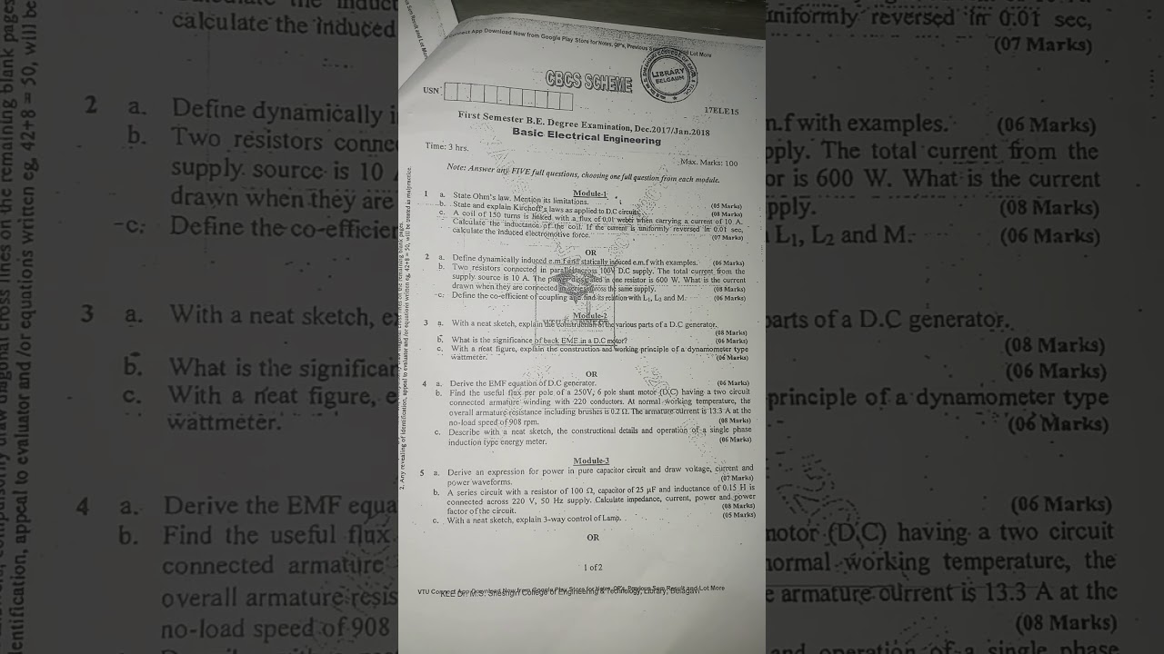 Basic Electrical Engineering Question Paper Dec jan 2017 2018 Vtu basic-electrical-engineering-question-paper-dec-jan-2017-2018-vtu