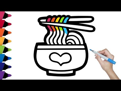 How to Easy Draw Ramen 🍜 Drawing, Painting and Coloring Ideas for Kids ...