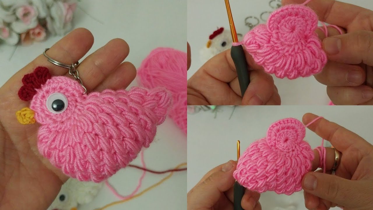 📌Beautiful 🐔🐣 Easy Crochet Chicken Keychain Pattern / Crochet ideas ...