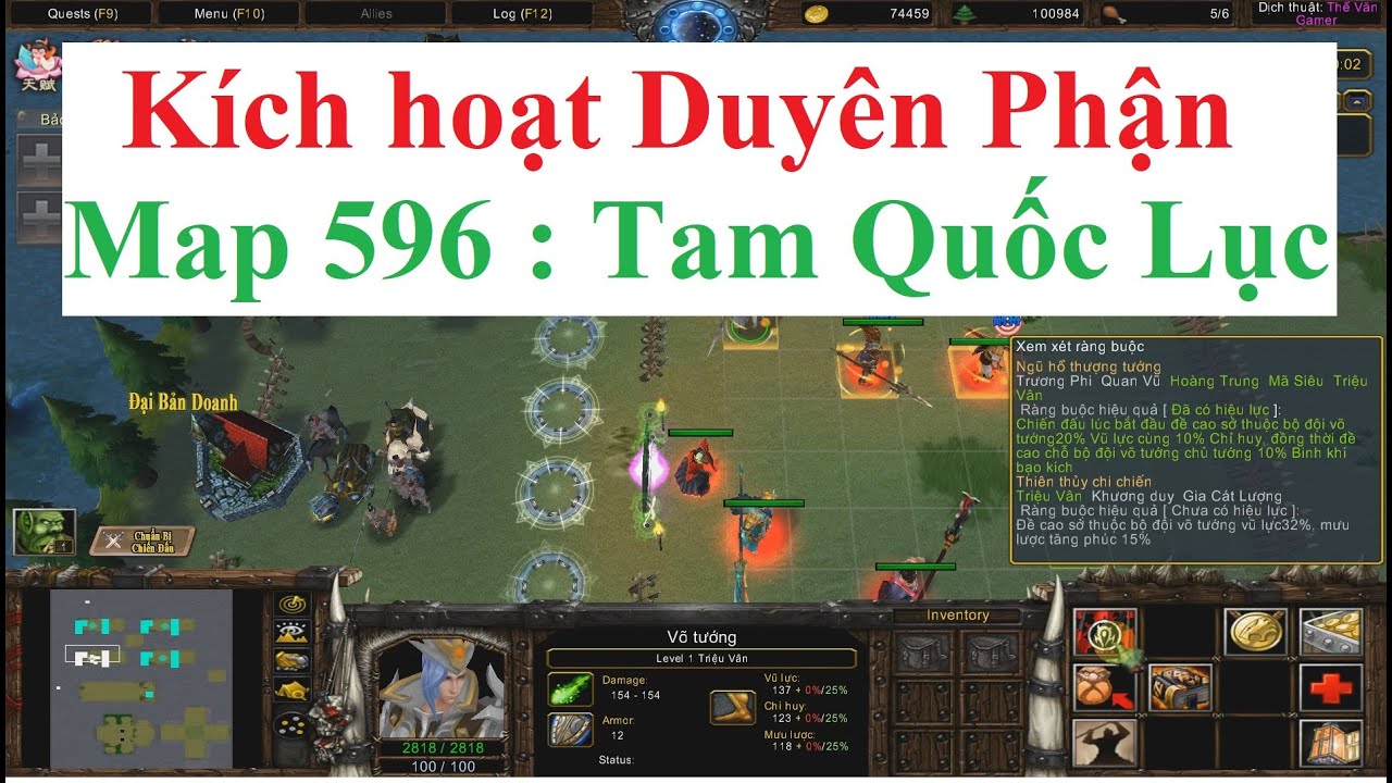 WAR3 - 596 | Quần Anh Tam Quốc Lục - Hướng dẫn kích hoạt ràng buộc - duyên phận | TD | Warcraft3 ...