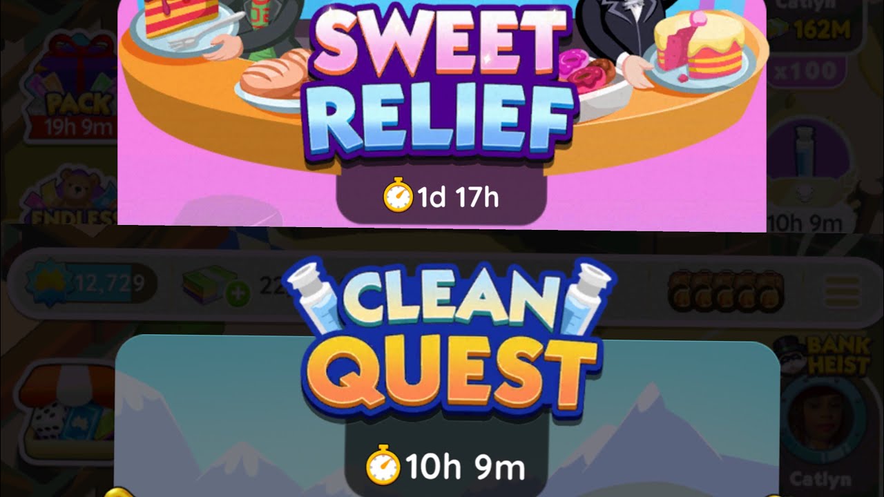 Monopoly Go - Finish SWEET RELIEF🍰 And CLEAN QUEST🧪 #monopolygo - YouTube