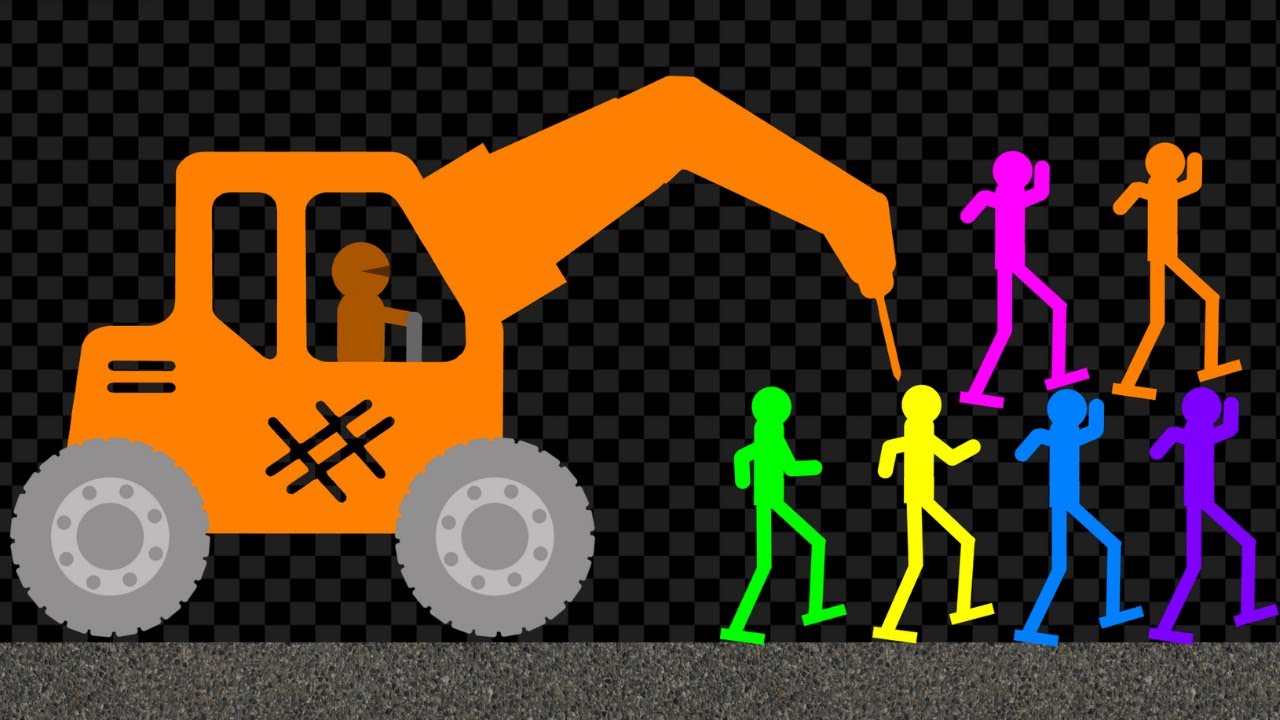 Survival Stickman Race : Run From Jackhammer Excavator Truck - YouTube