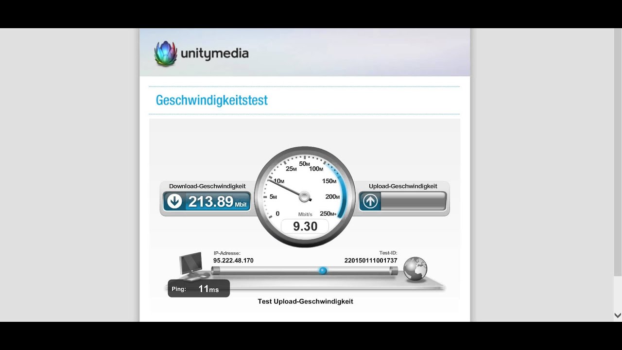 UM 200 MBit Internet Connection Speedtest - YouTube
