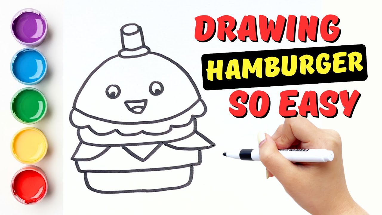 How To Draw a Cute Hamburger Step by Step Easy | Drawing Hamburger for ...