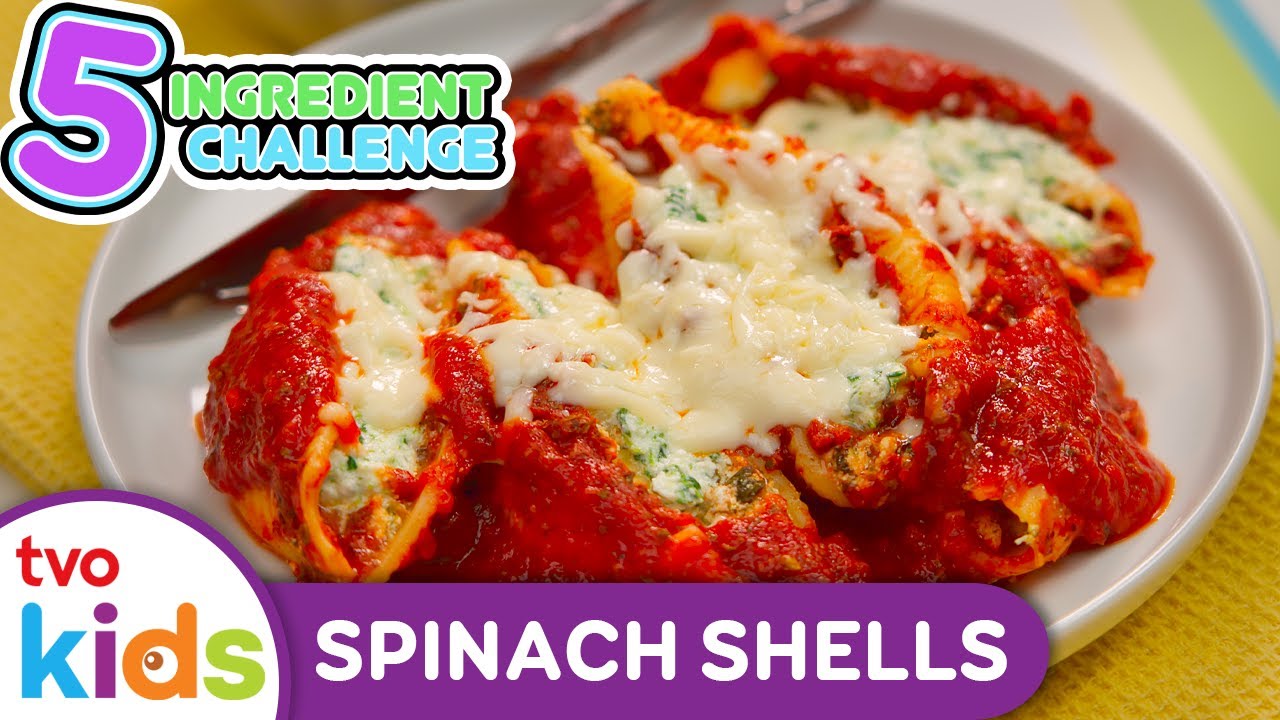5 INGREDIENT CHALLENGE 👨‍🍳 Spinach Stuffed Shells 🥬 Cooking & Recipes ...