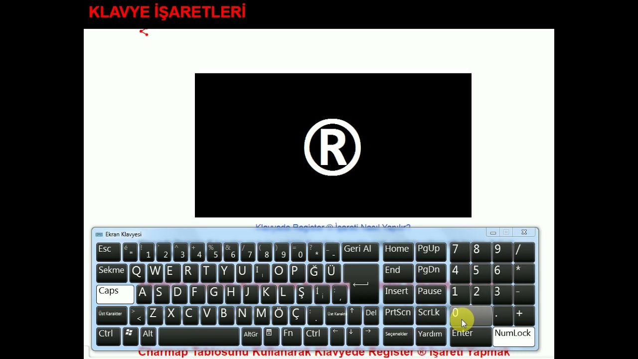 Klavyede Register ® İşareti Nasıl Yapılır? How to Make Register ® Sign ...
