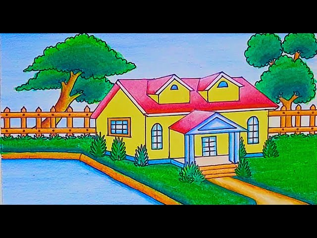 House Drawing Sketch With Color House Colorful Sketch Photos And