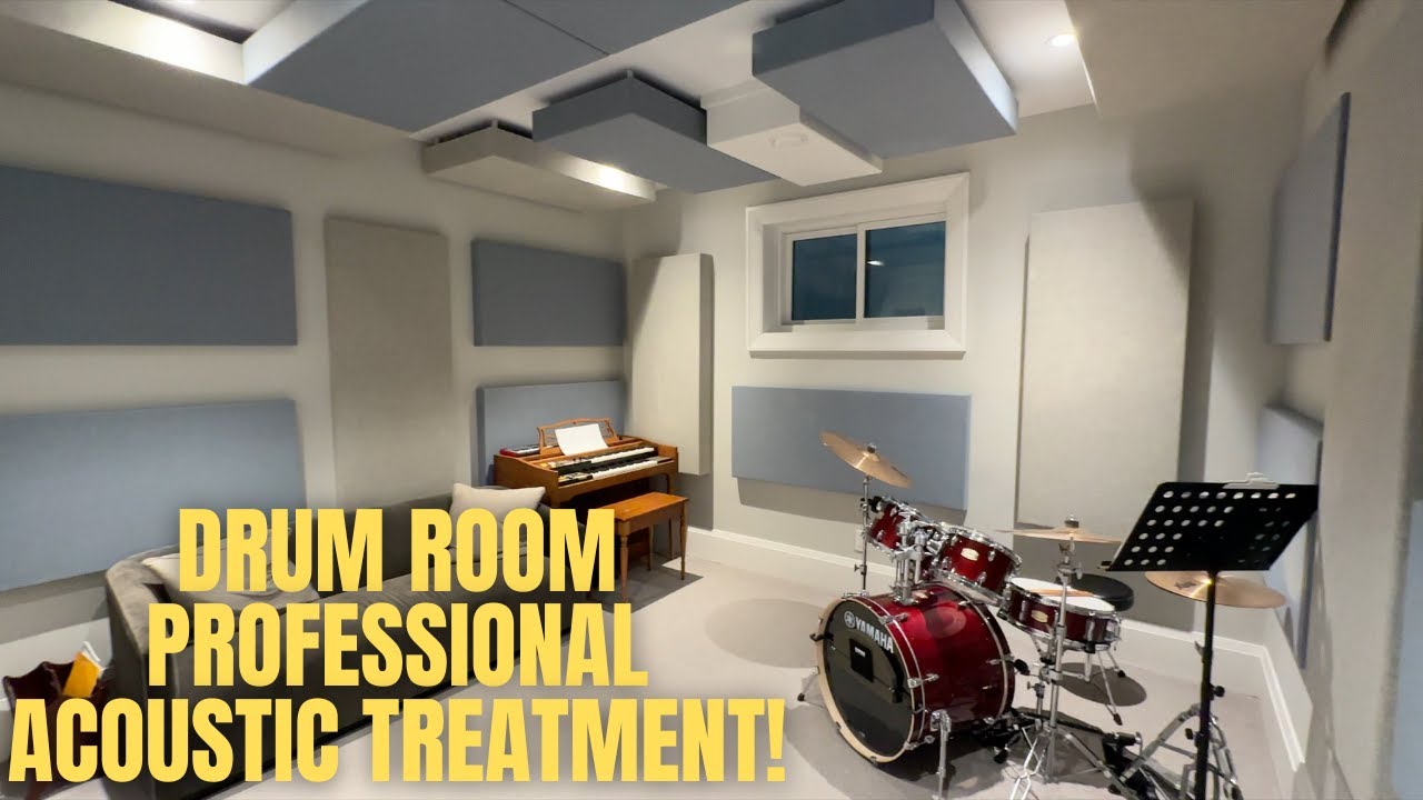 HOW TO INSTALL ACOUSTIC TREATMENT FOR HOME STUDIO DRUM ROOM! - YouTube