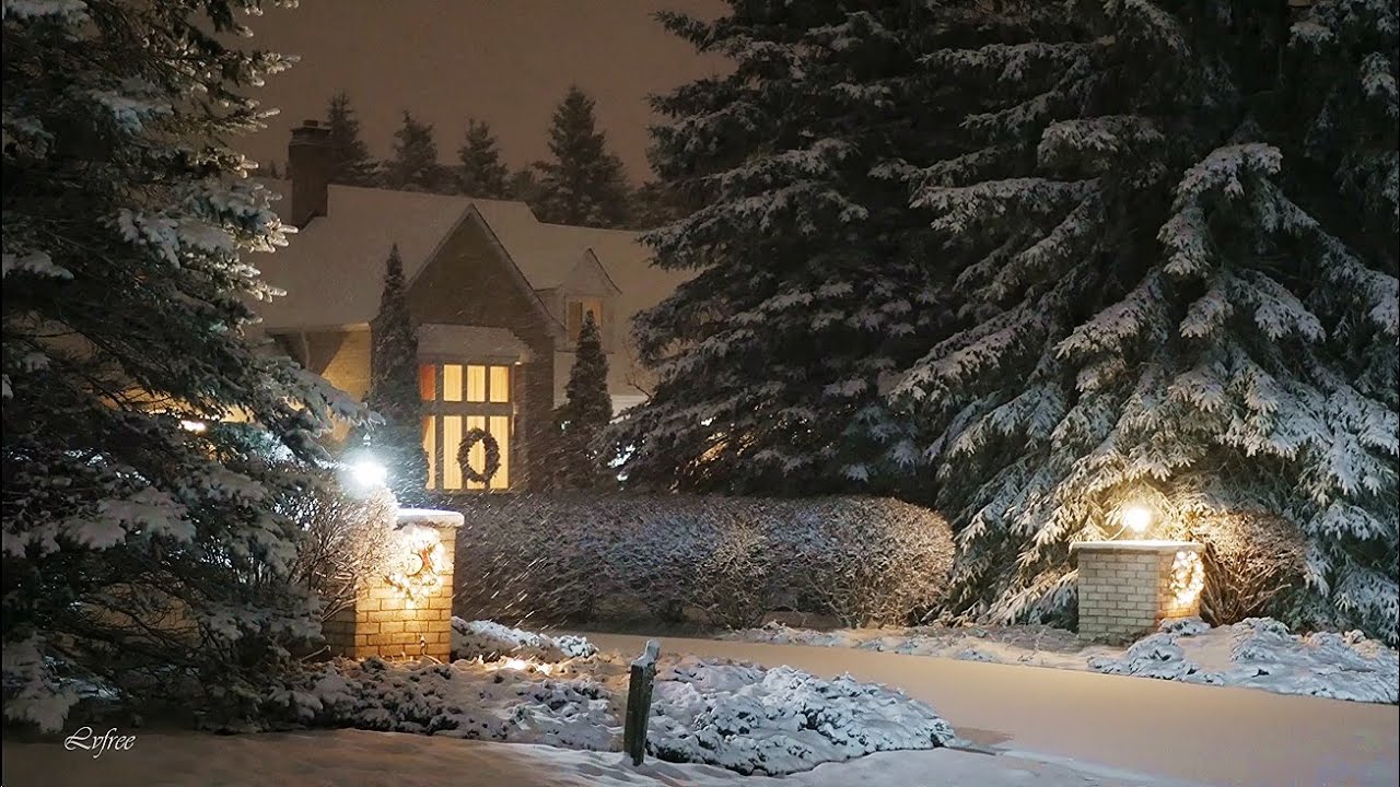 Winter SNOW STORM at Night - Calming Winter Ambience Snow Falling video ...