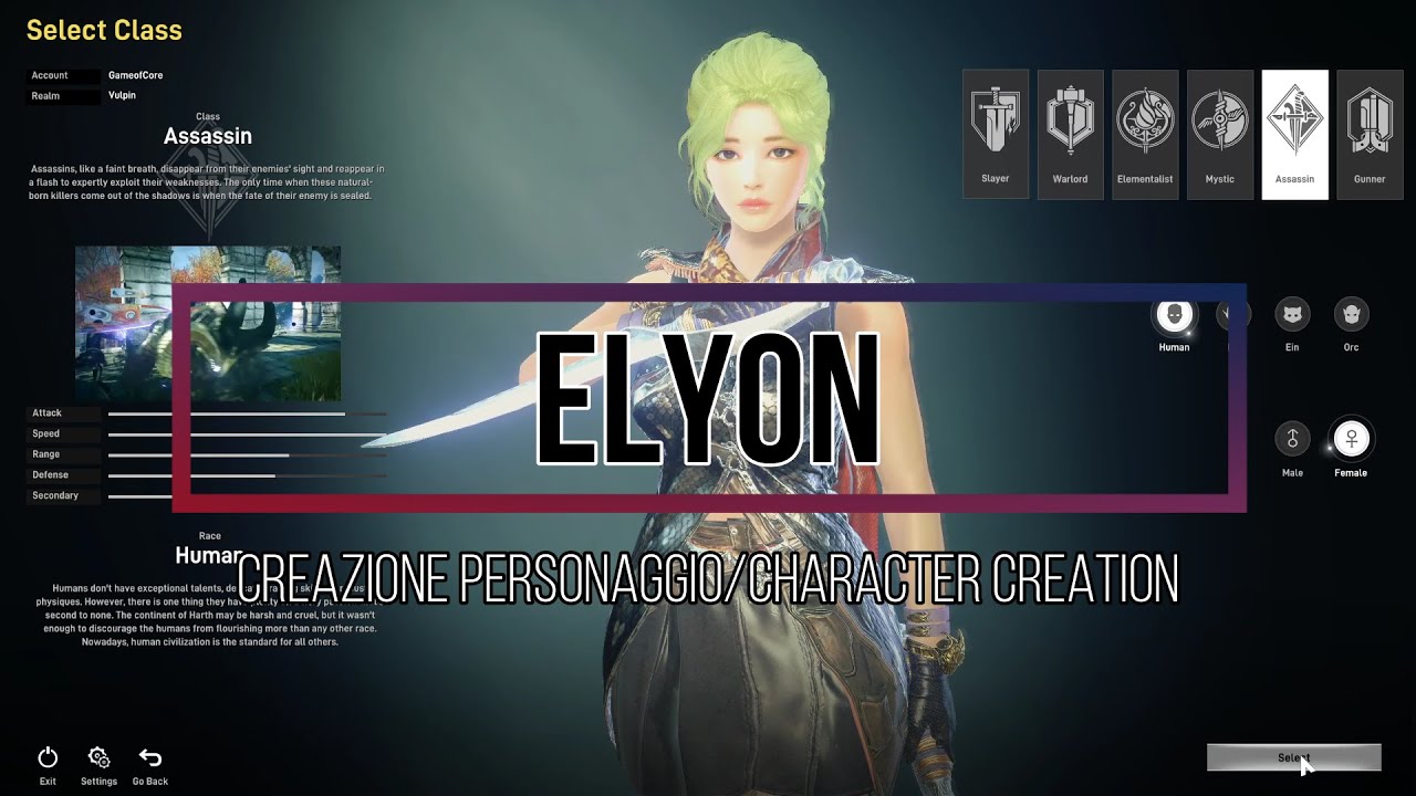Elyon Creazione Personaggio / Character Creation - YouTube