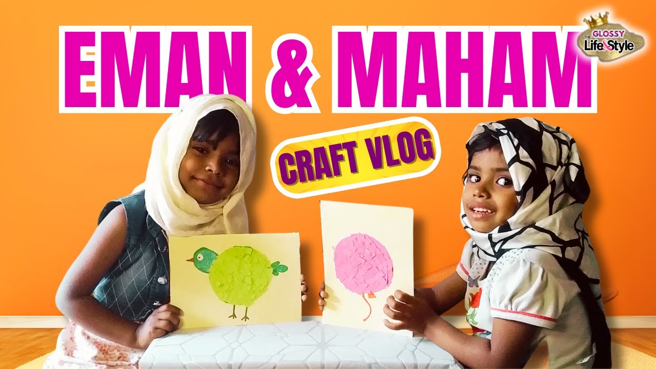 Eman & Maham Craft Vlog | Paper Collage Drawing | Easy Drawing | Diy Paintings | Glossy ...