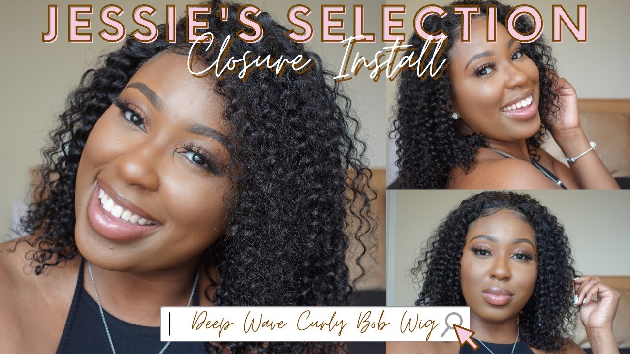 MY FIRST CLOSURE WIG | Feat. Jessie's Selection 4x4 Deep Wave Curly Bob ...