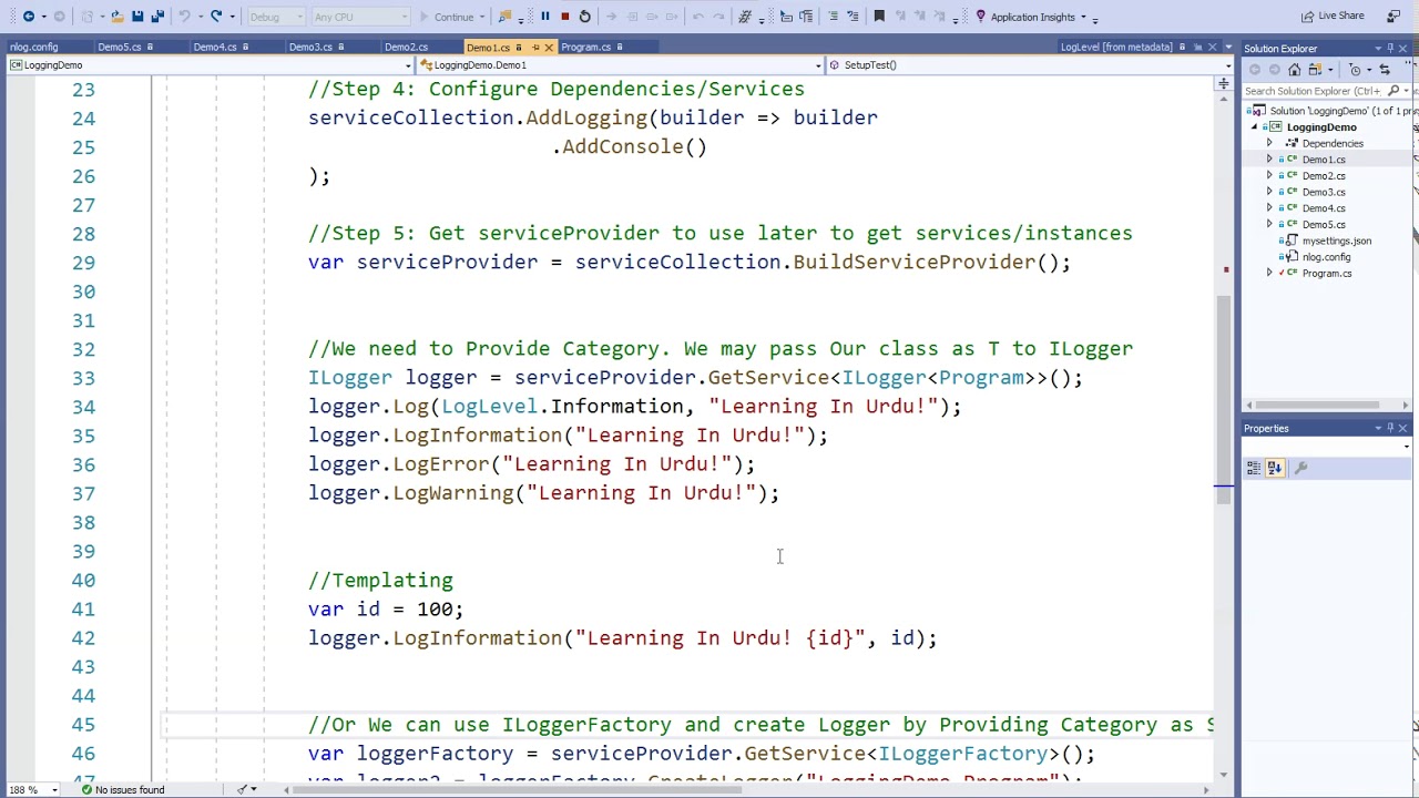 .NET Core - Builtin Logging Framework - Urdu/Hindi - YouTube