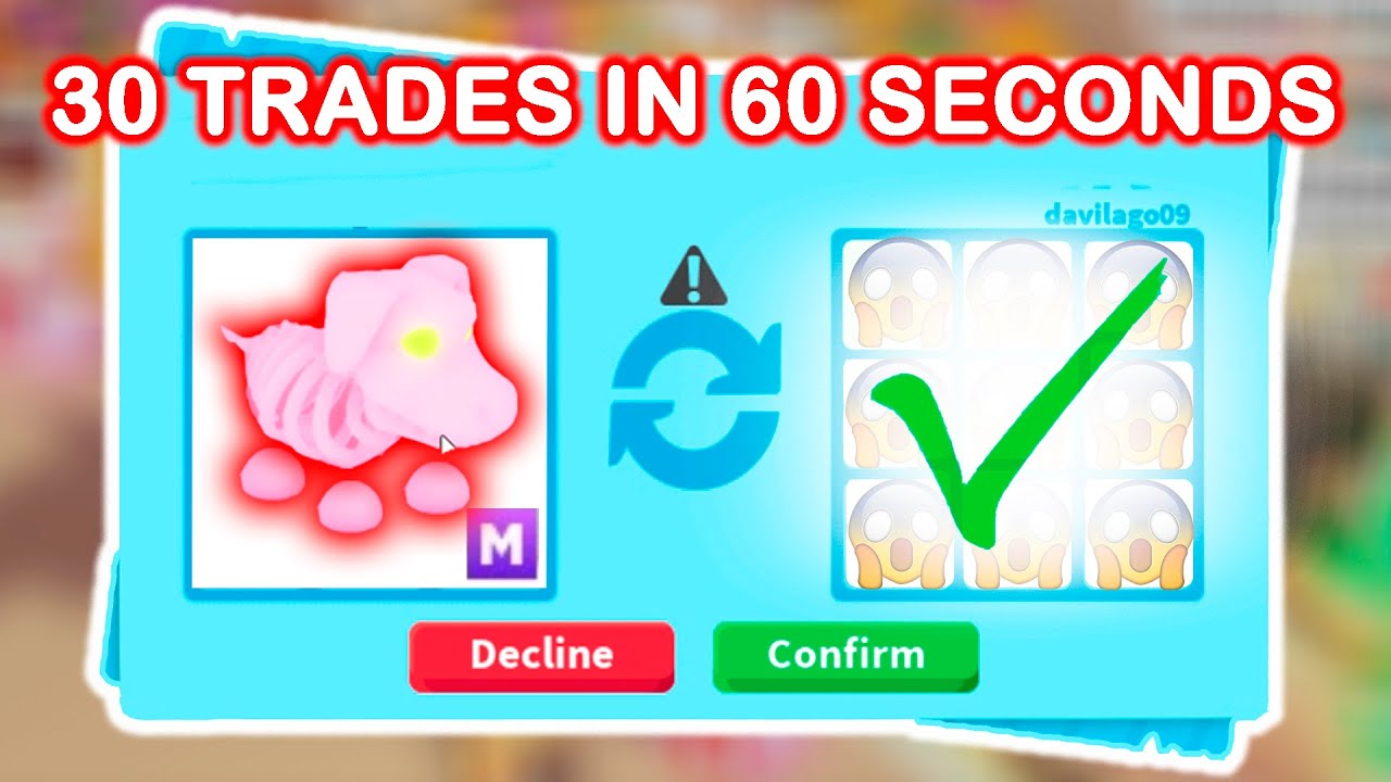 30 Trades In 60 Seconds For Mega Skeleton Dog - Adopt Me Roblox - YouTube