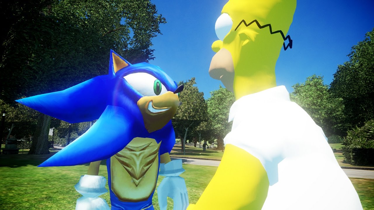SONIC VS HOMER SIMPSON - GREAT BATTLE - YouTube
