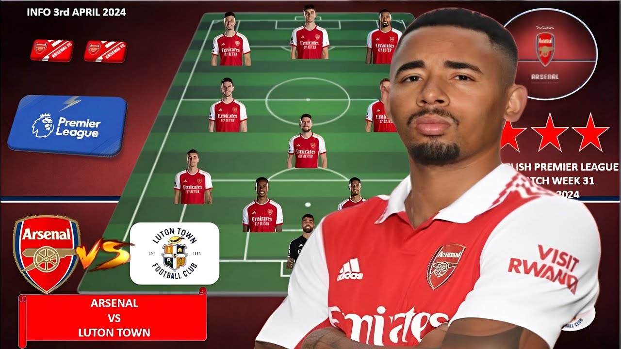 TODAY MATCH ARSENAL POSSIBLE LINEUP PREMIER LEAGUE WEEK 31 23/24 ...