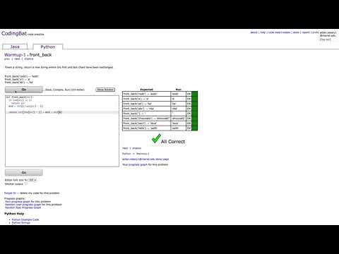 Codingbat Python - Warmup 1 - front_back - YouTube