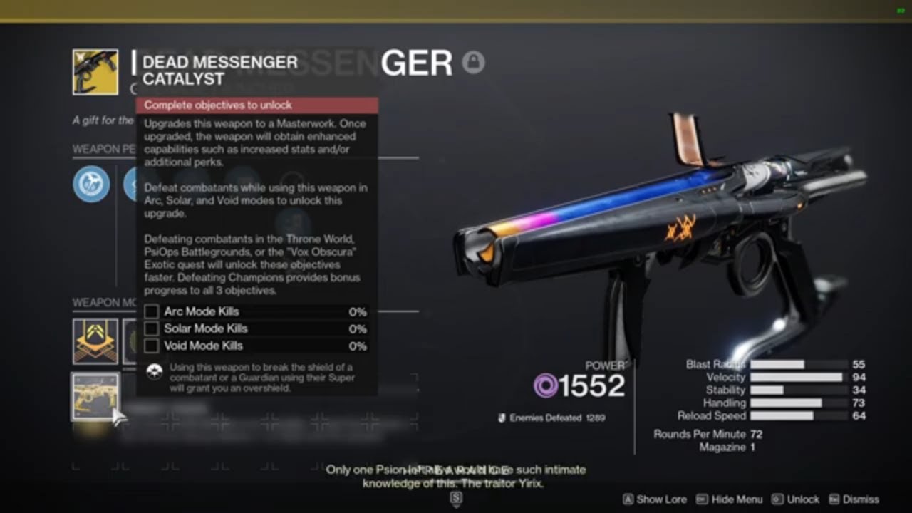 Master Vox Obscura & Dead Messenger Catalyst Drop (Vox Revelata Quest ...