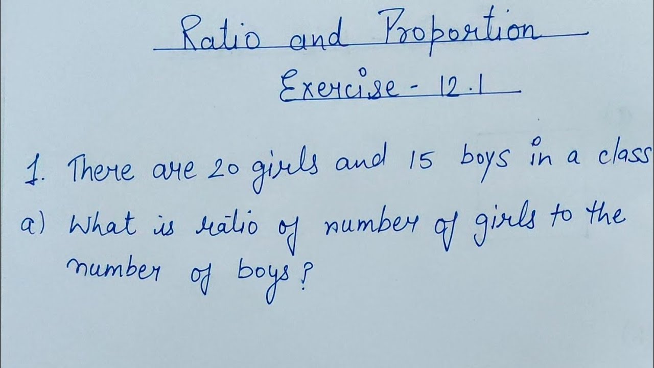 Ratio and Proportion ||NCERT Maths Class 6 Exercise -12.1 - YouTube