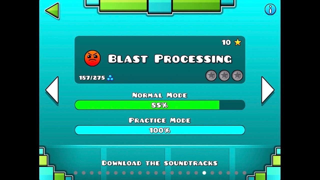 Geometry Dash Level 17 Blast Processing: 3 Coins 100% Complete - YouTube