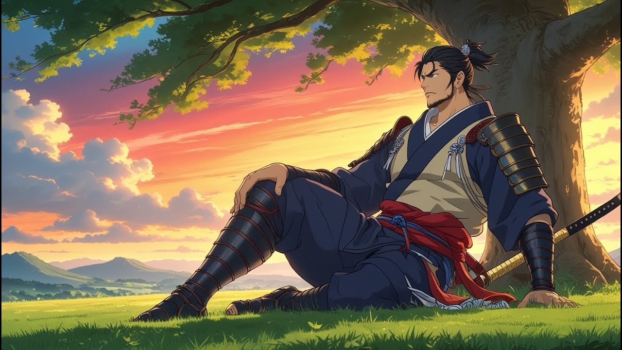Relaxing Samurai Under a Tree | Anime Cinematic Sunset Loop 🌅 - YouTube