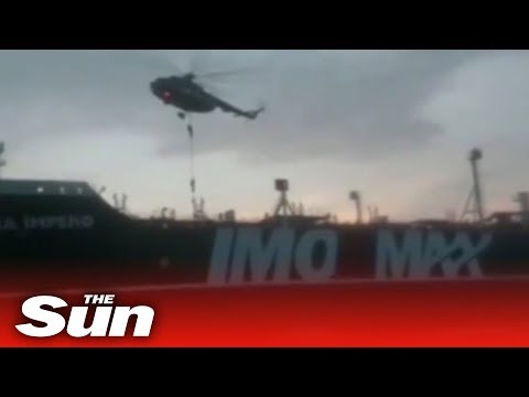 Iranian special forces rappel onto the British oil tanker Stena Impero
