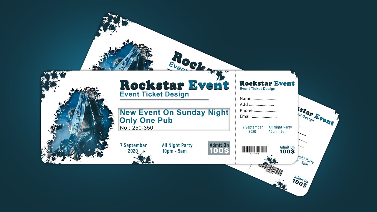 How to design event ticket in photoshop tutorial - YouTube
