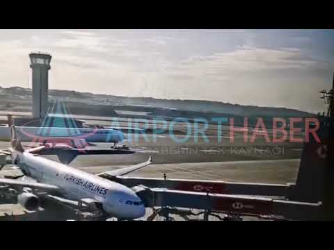 THY uçağı İstanbul havalimanında direğe çarptı