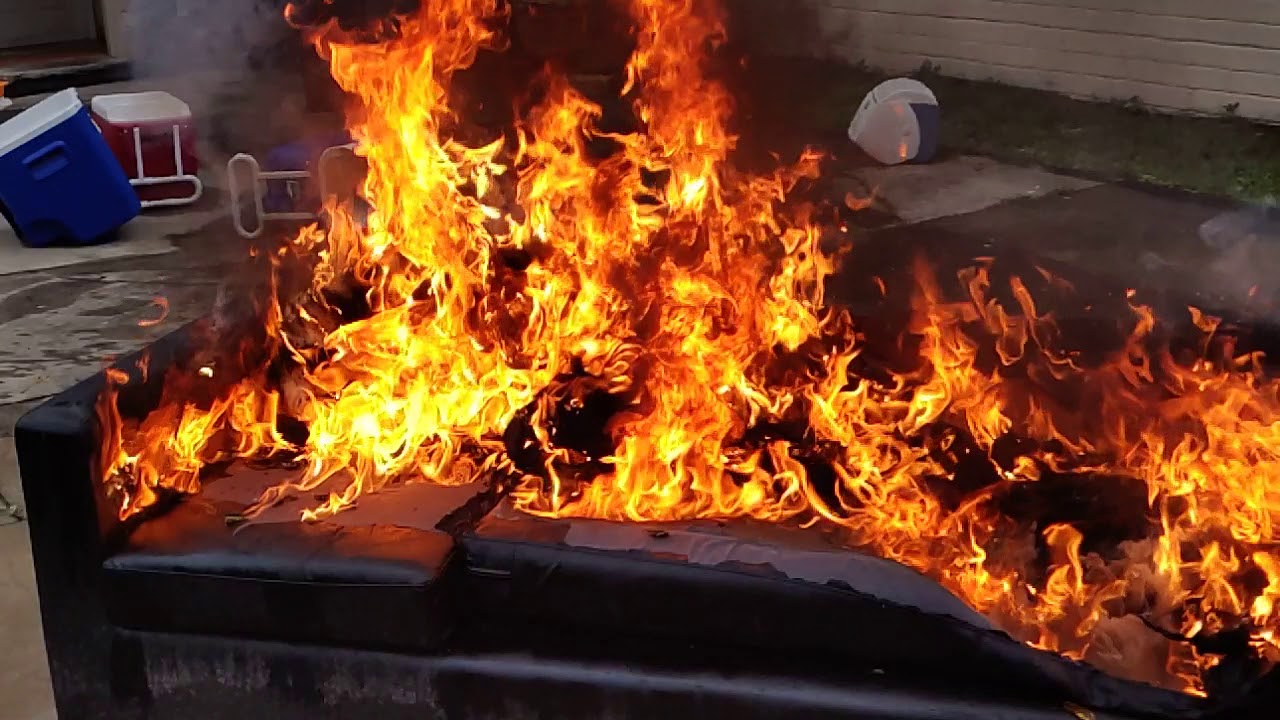 Slo-mo couch burning 🔥😎 - YouTube