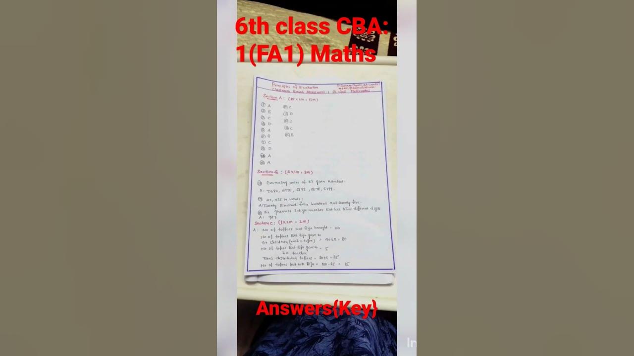 6th Class Maths CBA 1 FA 1 Answers Key 2022 23 YouTube 6th-class-maths-cba-1-fa-1-answers-key-2022-23-youtube