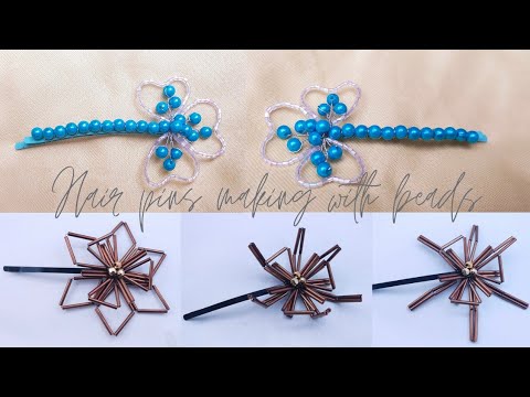 how to make beaded hair clips|handmade hair accessories ideas - YouTube
