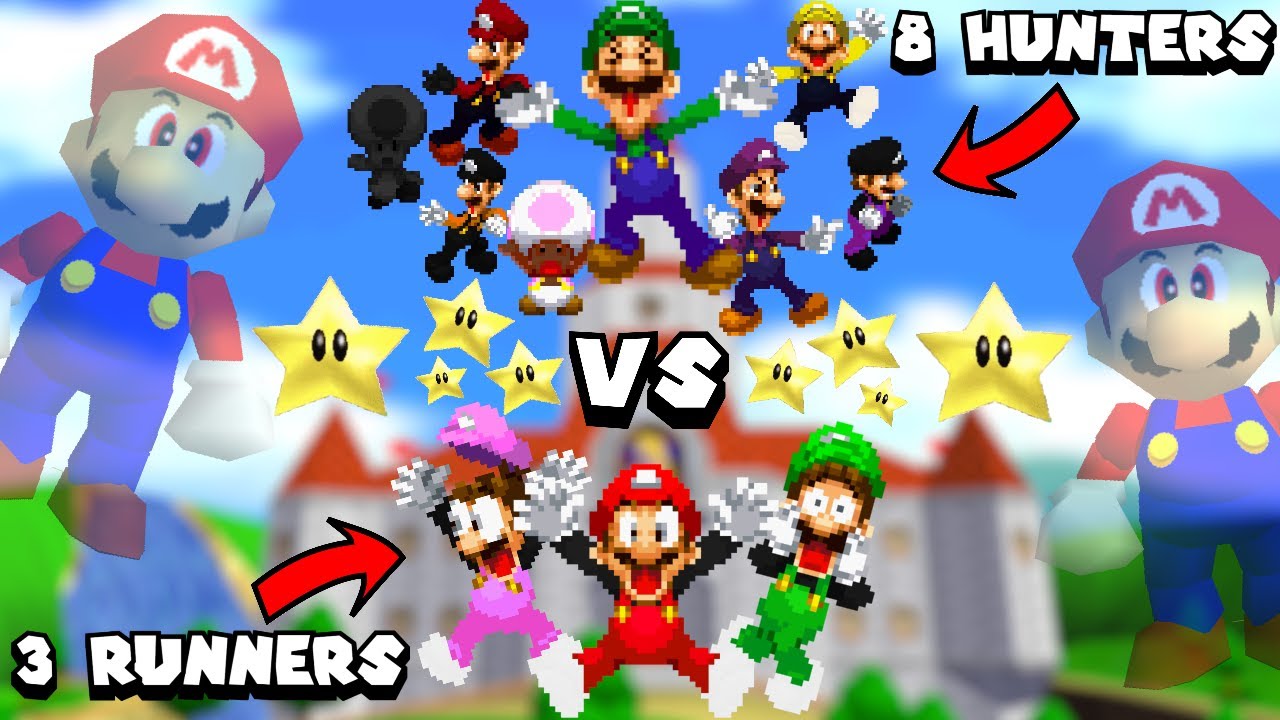 3 Runners VS 8 Hunters (Mario 64 Hunters) - YouTube
