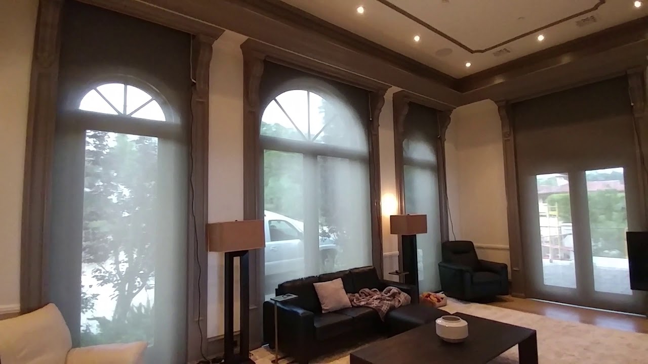 Motorized Roller Shades - Sunscreen Fabric - - YouTube
