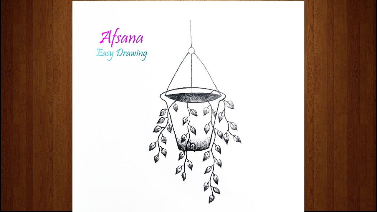 How to draw hanging flower basket | Pencil drawing | Step by step easy ...