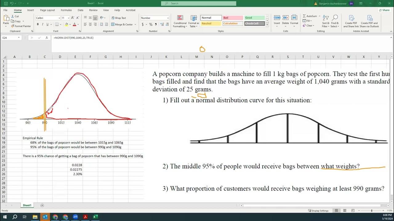 Using Excel to Solve Normal Distribution Problems - YouTube