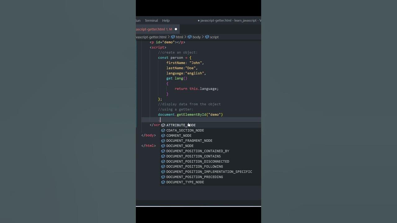 Javascript Getters And Setters Part 1 Javascript Getter Setter Shorts Youtube